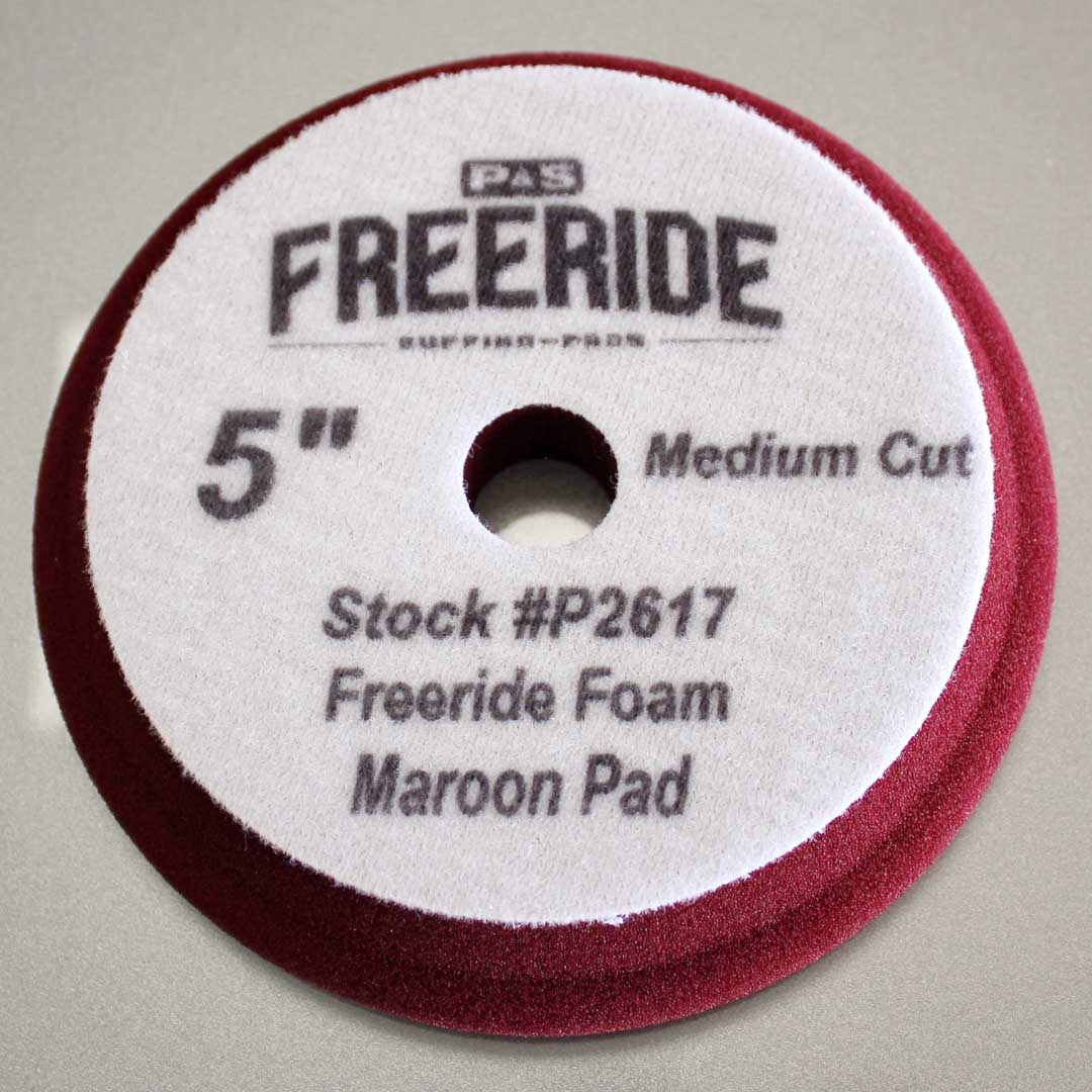 P&S Freeride 5" Maroon Foam Medium Cut Buffing Pad | KC Auto Car Care